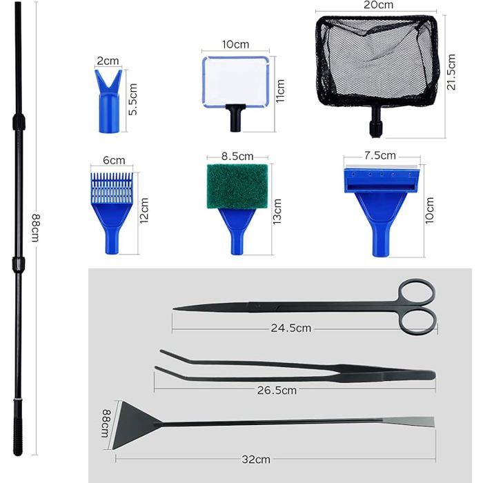 9 en 1 Outils pour Aquarium pour Tailr s Plantes Aquatiques Netage de l ...
