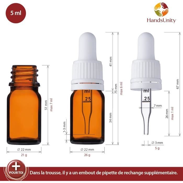 5Ml-12Pcs De Flacon De Pipette Petit Flacon En Verre - D'Apothicaire En ...