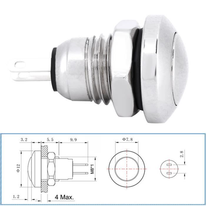 Shipenophy Bouton poussoir Mini bouton-poussoir momentané étanche pour ...