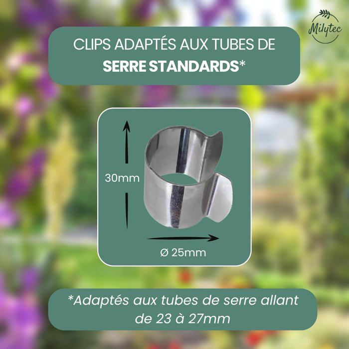 Milytec Lot de 50 Clips pour Serre 25 mm en Acier Galvanisé, Fixation ...