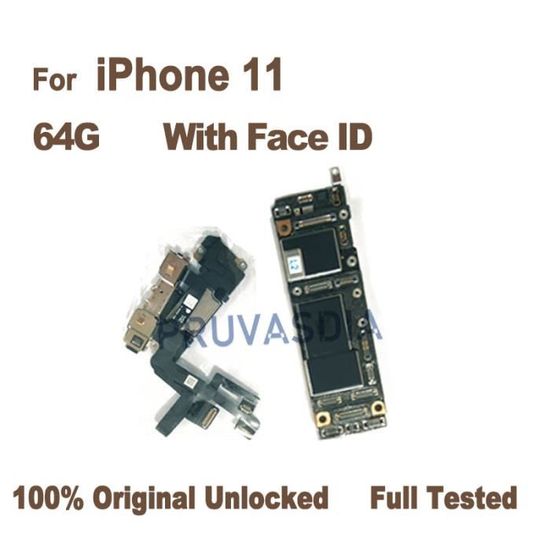 11-64G-Avec identification faciale-Carte mère originale débloquée pour, avec Face ID, avec ...