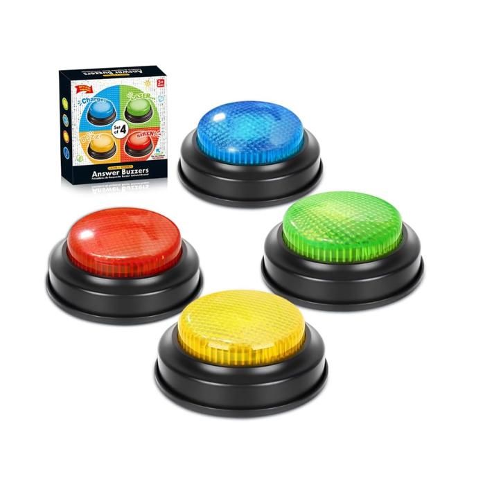 Buzzer Sonore et Lumineux Drole, 4 Pièces Answer Buzzer Blind Test ...