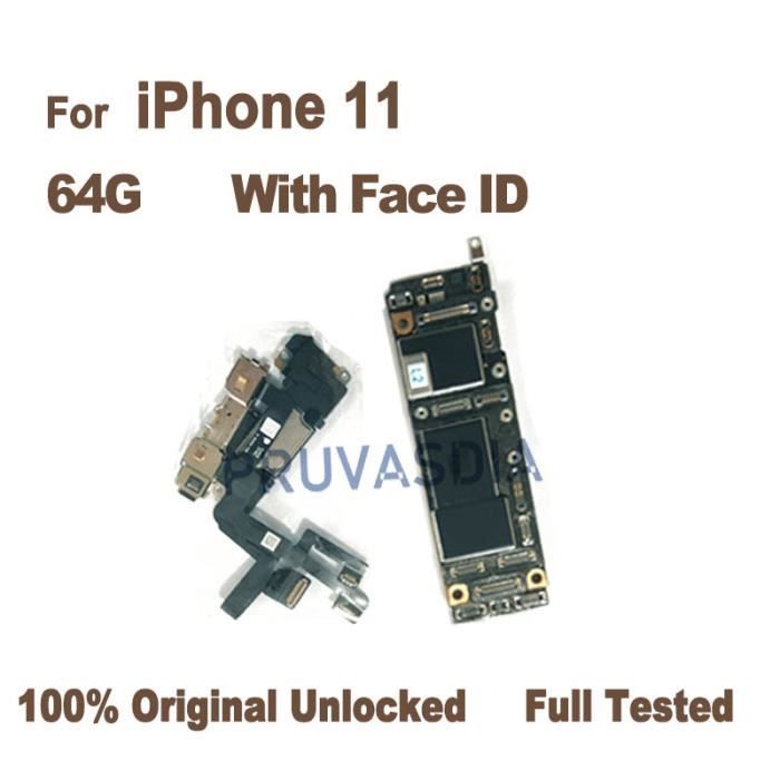 11-64G-Avec identification faciale-Carte mère originale débloquée pour, avec Face ID, avec ...