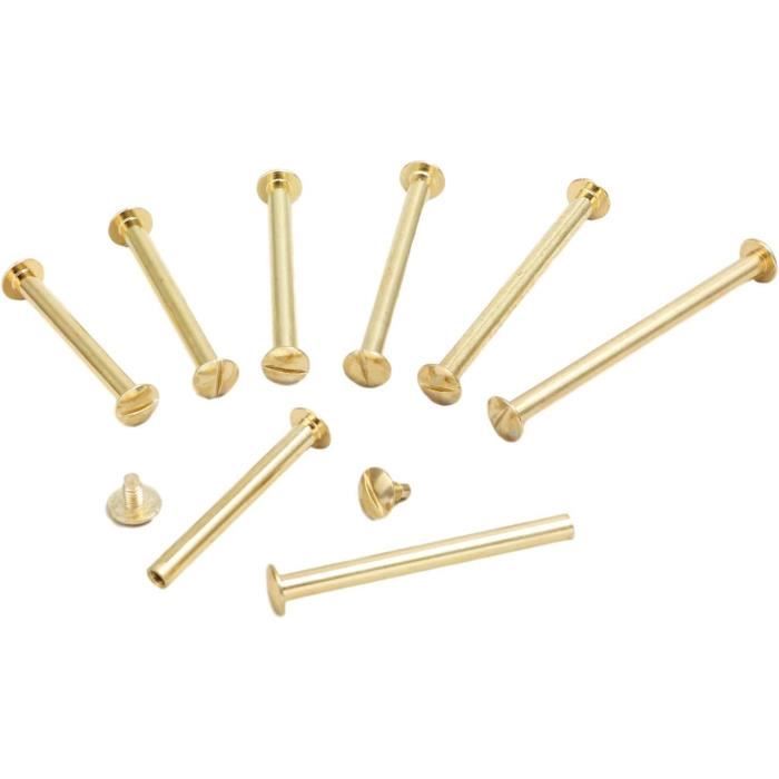 Lot De 100 Vis À Douille De Qualité Supérieure De 55 Mm De Couleur Laiton - Vis À Reliure ...
