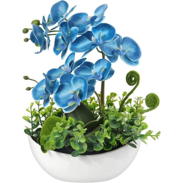 Orchidée Artificielle En Pot,Fleurs Artificielles Bleues Au Toucher ...