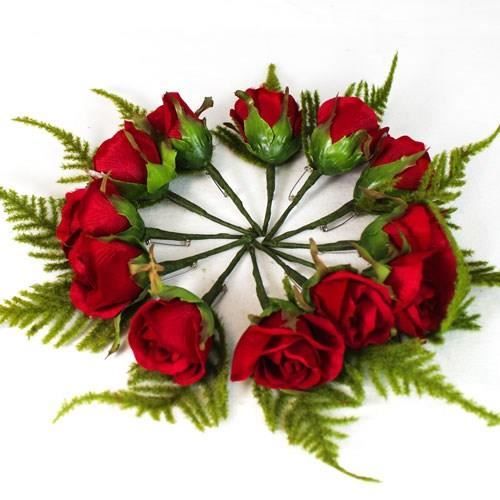 Rose Rouge Boutonnière Fleur Artificielle - Pack de 12 - Cdiscount Maison