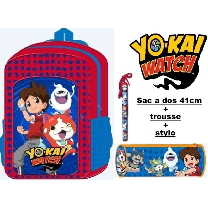 Sac à dos Yo kai Watch 41 cm + TROUSSE Yo kai Watch + Stylo Yo kai ...