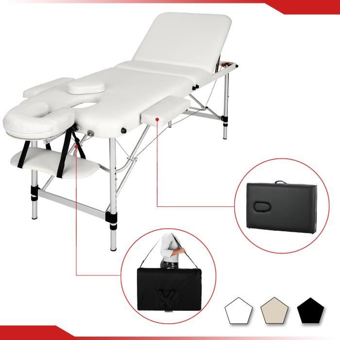 Table De Massage Pliante 3 Zones En Aluminium Réglable Lit De Massage