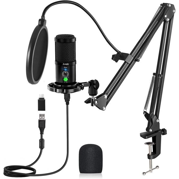 Microphone de USB à Condensateur pour PC, PS4,Mac et Téléphone, avec ...