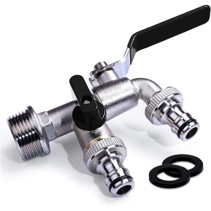 WATERGO Premium Robinet double 1-2 pouce noir - Robinet double en ...
