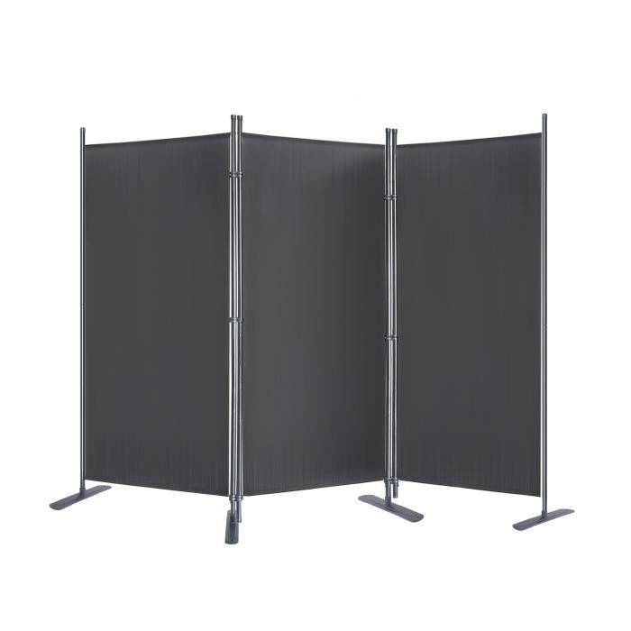 Paravent - UISEBRT - 3 pièces - 275 x 180 cm - Anthracite - Polyester ...
