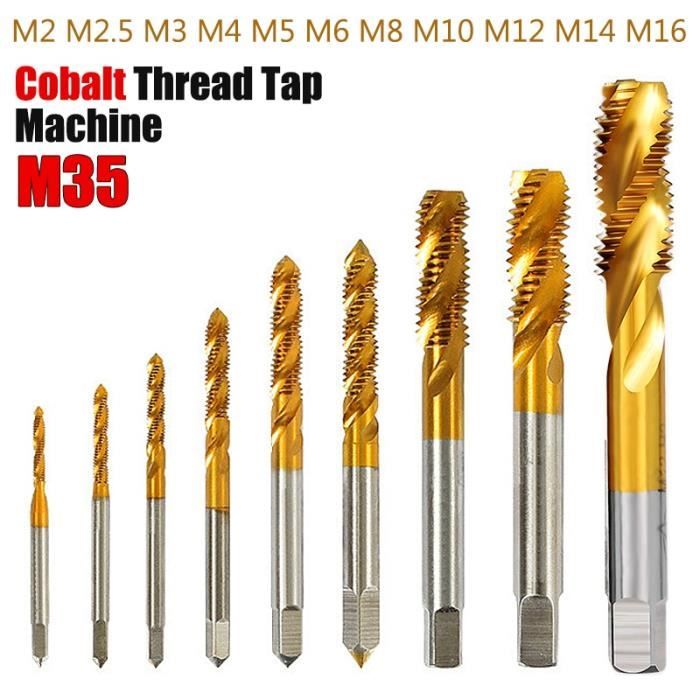 FILIERE - BUSE DE FILAGE - TARAUD,M4-Spiral Fluted--Jeu de tarauds filetés en spirale pour ...