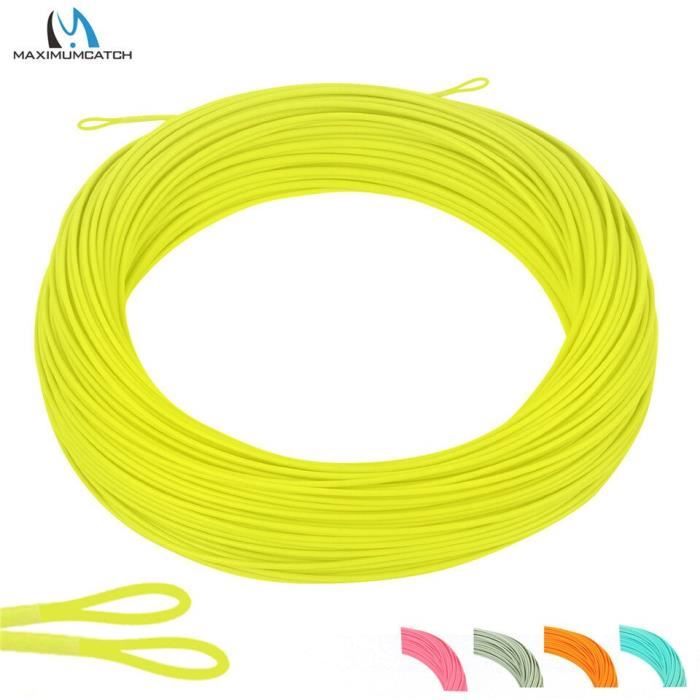 YELLOW-WF8F -Ligne de pêche à la mouche flottante avec boucle soudée ...