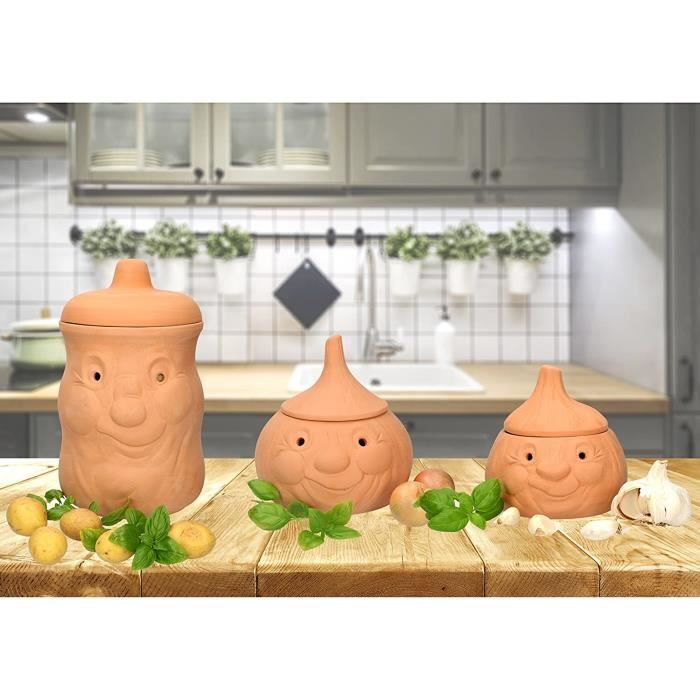 Set de Pots en Terre Cuite pour Les Pommes de Terre, Les oignons, l'ail ...