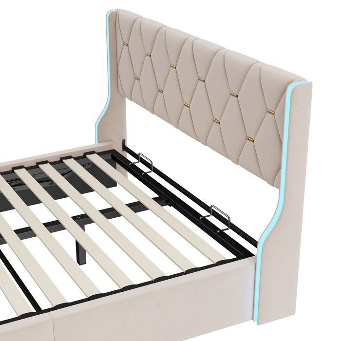 Lit Coffre 140 x 190 cm Lit capitonné double Lit adulte - Structure du ...