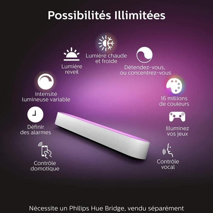 Lampe connectée Philips Hue Hue Play Pack x1 - Blanc - Cdiscount Bricolage