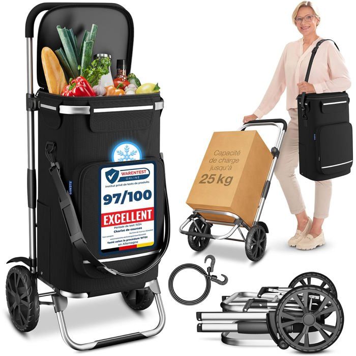 ELONEO Chariot de Courses à roulettes - Chariot Pliable avec ...