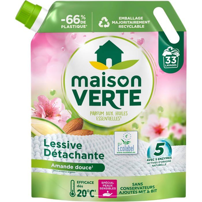 Lessive Liquide - Maison Verte - Recharge - Amande Douce - 33 Lavages ...