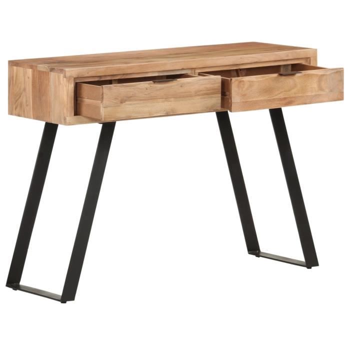 AKOZON Table console 100x35x76 cm Bois d'acacia avec bord naturel ...