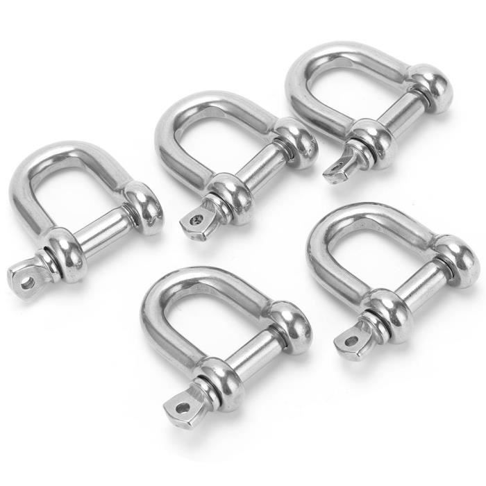 Ashata Manille droite en D 5PCS D Manille avec vis en acier inoxydable ...