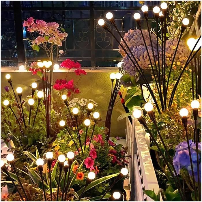 Lampe Solaire Effet Luciole, 4 Packs De 6 8 10 Led Lampe Solaire Luciole, Éclairage Automatique ...