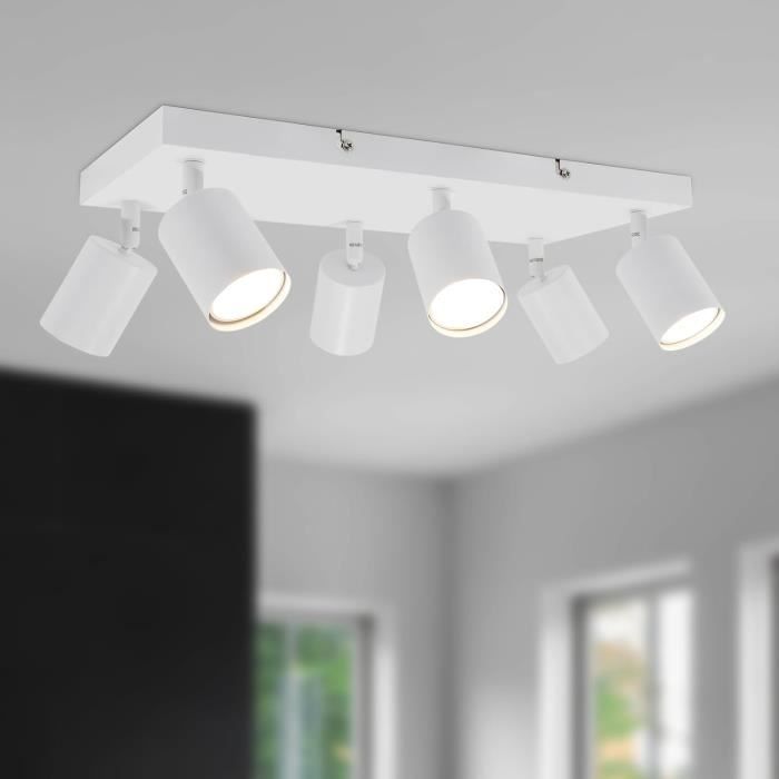 Luminaire Plafonnier Led 6 Spots Orientables Gu10 Plafonnier Spot