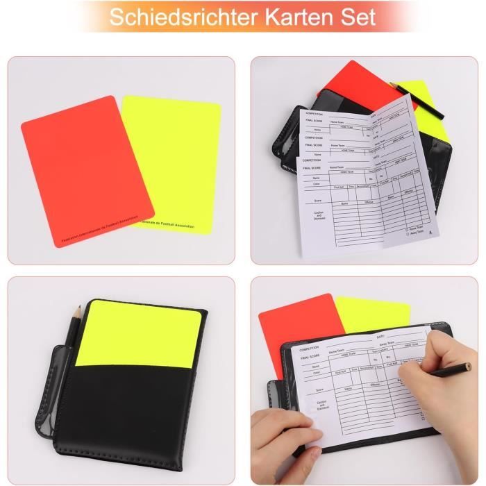 Cartes d'Arbitre de Football, 2 Métal Sifflet Arbitre, Cartons Jaune et ...