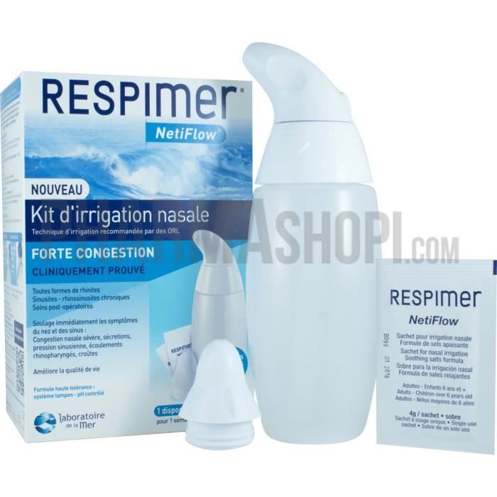 Respimer NetiFlow Kit d'Irrigation Nasale Dispositif + 6 sachets ...