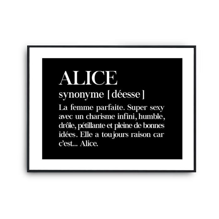 Affiche Alice Prénom définition Humour | Poster Décoration Murale ...