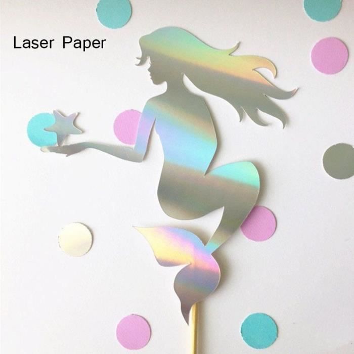 Nouveau sirène queue gâteau Topper mariage sirène Laser papier gâteau ...