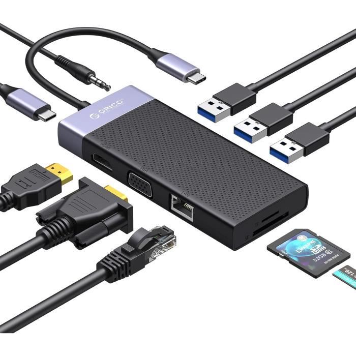 Hub Usb-C, 10 En 1 Type C Adaptateur Usb Splitter, Multiprise Usb ...