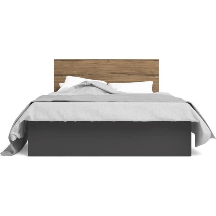 Lit coffre - HOMIFAB - Aurelia - 160x200 cm - Gris anthracite - Tête de ...