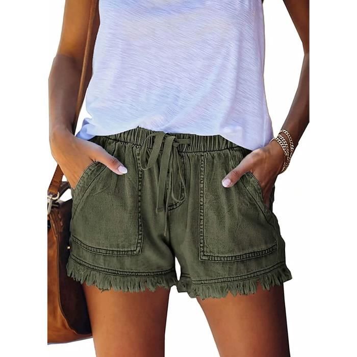 Short d'Été Décontracté en avec Cordon Et avec Poche pour Femme ...