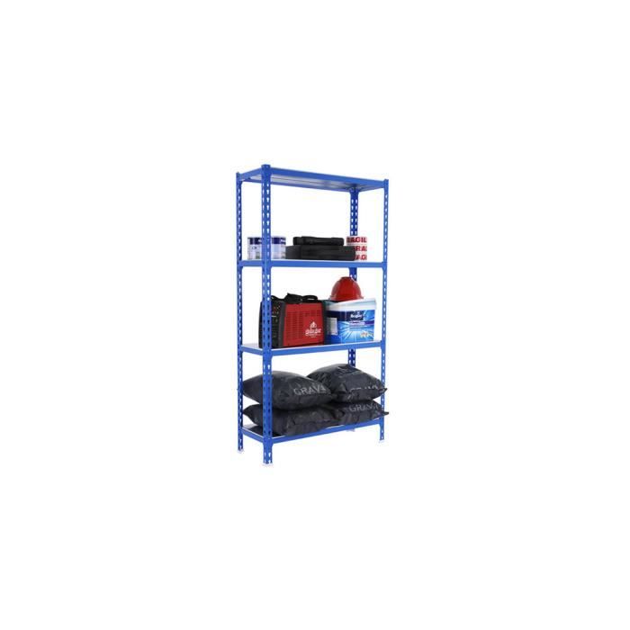 Étagère métallique 4 niveaux - 1500 x 1200 x 400 mm - KIT SIMONCLICK MEGAPLUS - Bleu - Galvanisé ...