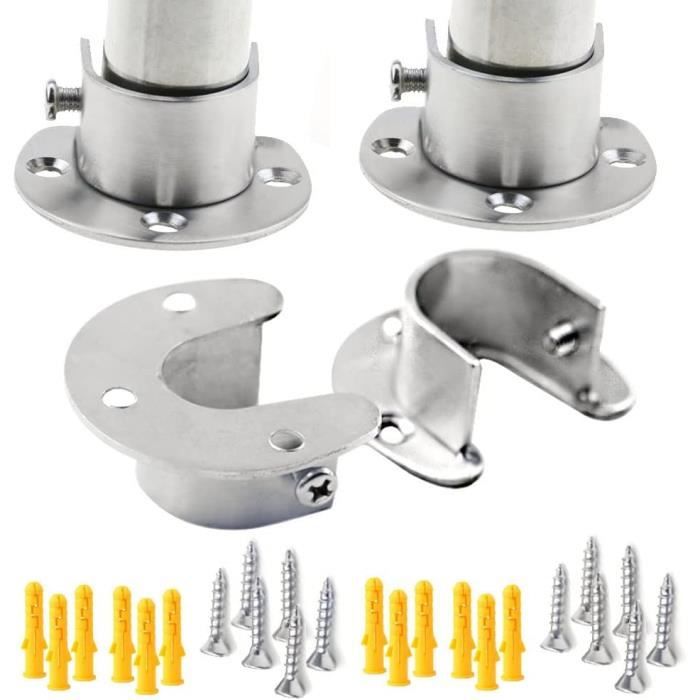 10010972 Support Mural Pour Tringles À Rideau, Métal, Argenté, 8 X 3 X 0,02 Cm[Z1041 ...