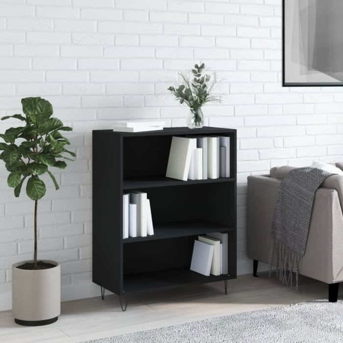 Bibliothèque de rangement noir VBESTLIFE - 3 étagères - 69,5x32,5x90 cm - Cdiscount Maison