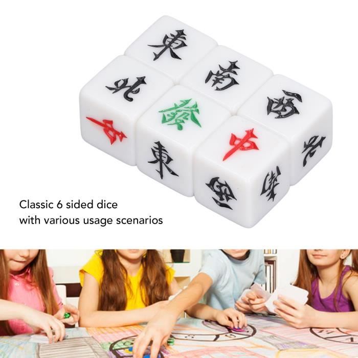 Mahjong Dice Lot de 12 dés à 6 faces en plastique Big Mahjoong Dice ...