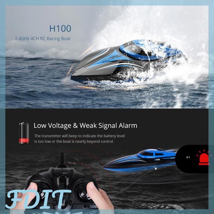 Bateau RC, bateau télécommandé 2,4 G avec retournement à 180°, alarme ...