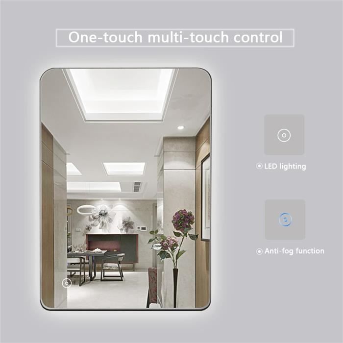 MINGYI Miroir Anti-buée Rectangulaire, Miroir de Salle de Bain avec ...