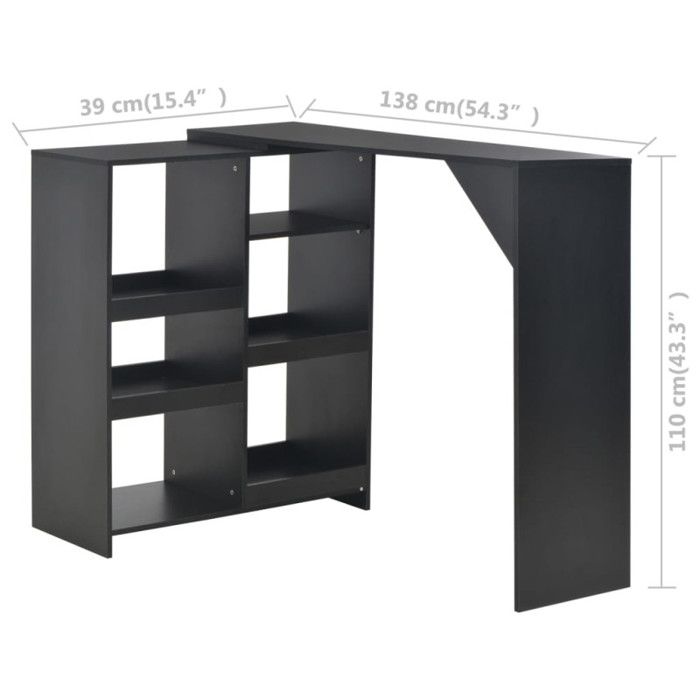 VidaXL Table de bar avec tablette amovible Noir 138 x 40 x 120 cm ...
