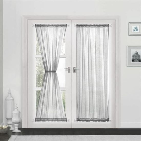 Rideau Brise-Bise Long Moderne Uni Semi-Transparent Pour Porte De ...