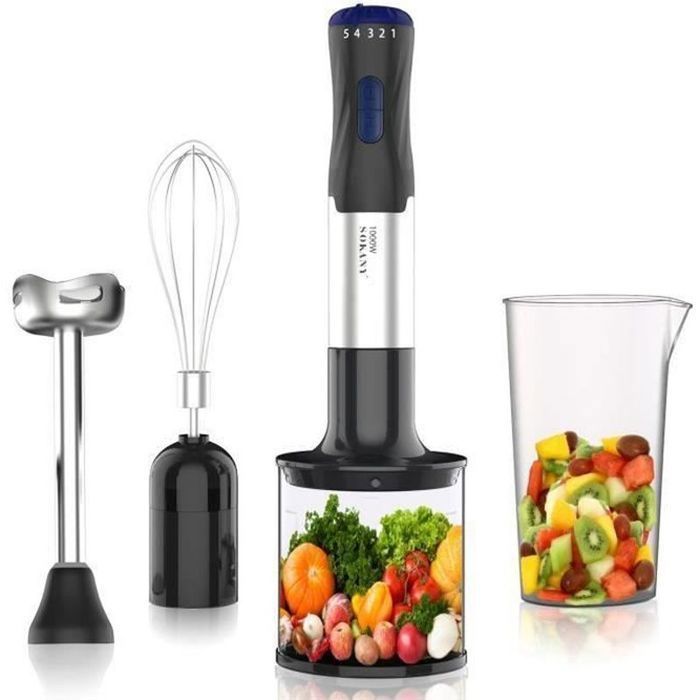 Mixeur Plongeant 1000W, 4 en 1 Mixeur Multifonction, Convient à la ...