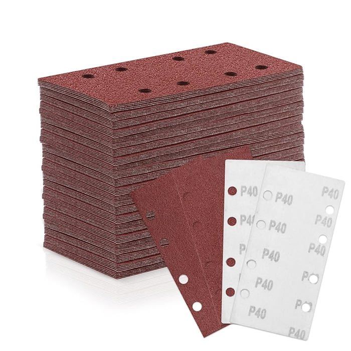 100 feuilles abrasives 93x185mm grain 40 8 trous velcro FEUILLE ...