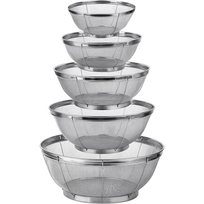 Lot De 5 Passoires Pour Cuisine, Passoire En Acier Inoxydable, Passoire ...