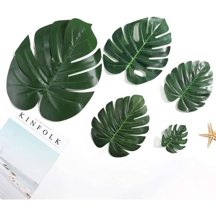 Lot de 60 feuilles de palmier artificielles - N3007 - Polyester vert ...