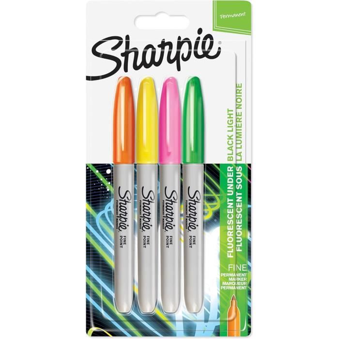 Surligneurs - Sharpie - Pointe Fine - Couleurs Néon - Lot de 4 ...