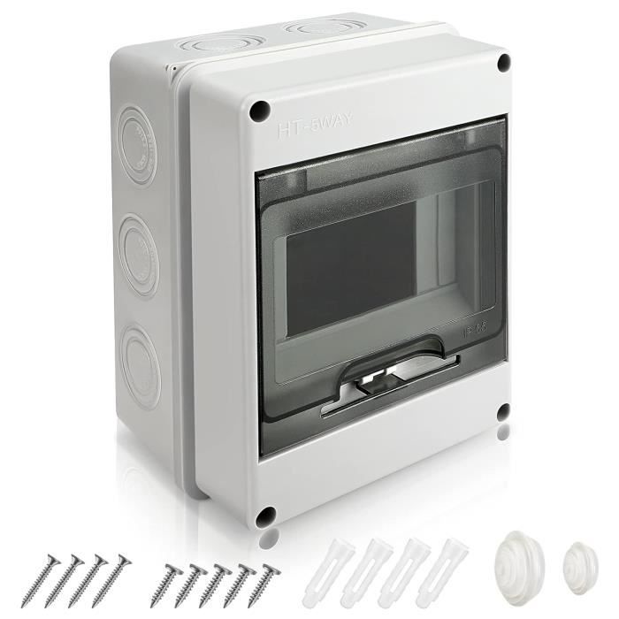 Coffret Electrique Etanche Exterieur, IP65 5 Modules Ableaux à Disjoncteurs éLectriques Boitier ...