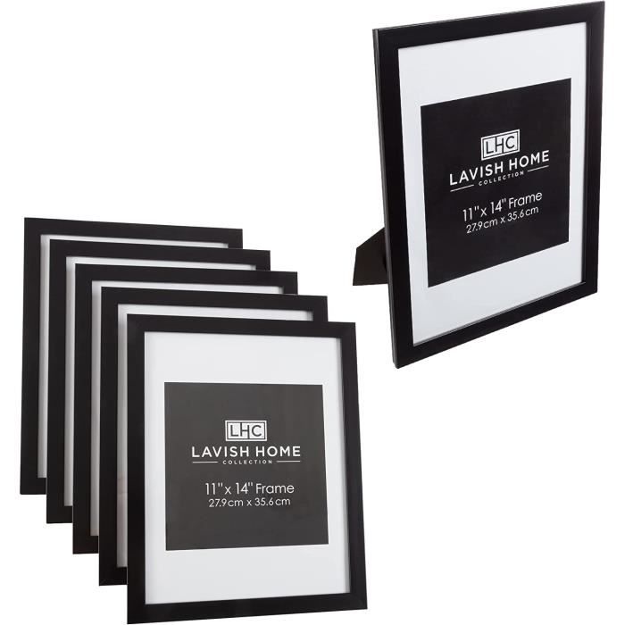 Lot de 6 cadres photo avec support et crochets de suspension Noir 28 x ...