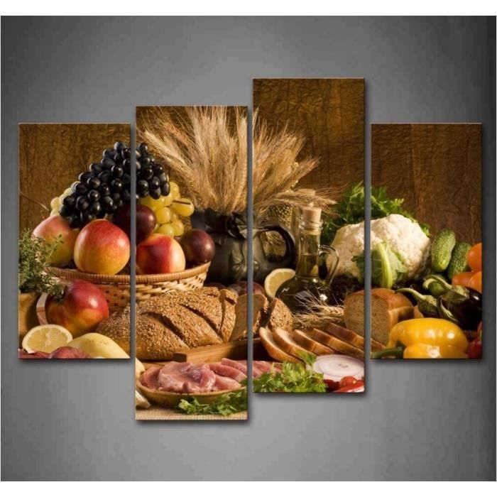 Nourriture de Cuisine Tableau Toile Fruits dans Le Panier Viande de ...