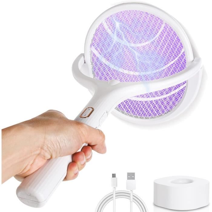 Raquette Moustique Electrique, 5 En 1 Rechargeable Par Usb Raquette Anti Moustiques 3500 V ...